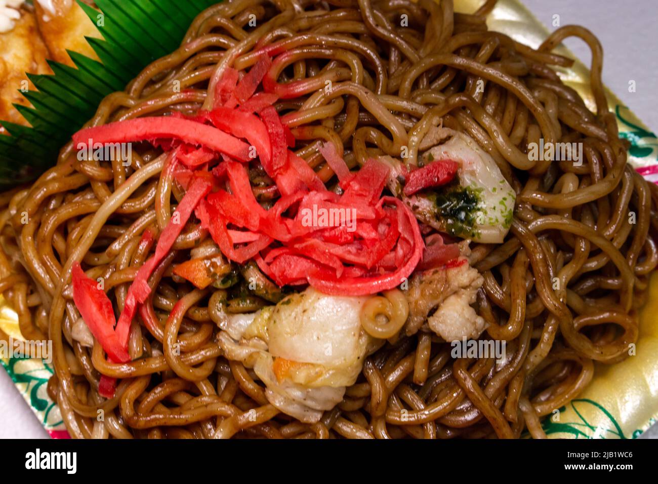 Japanese Yakisoba in food tray sold by Japanese local supermarket. It ...