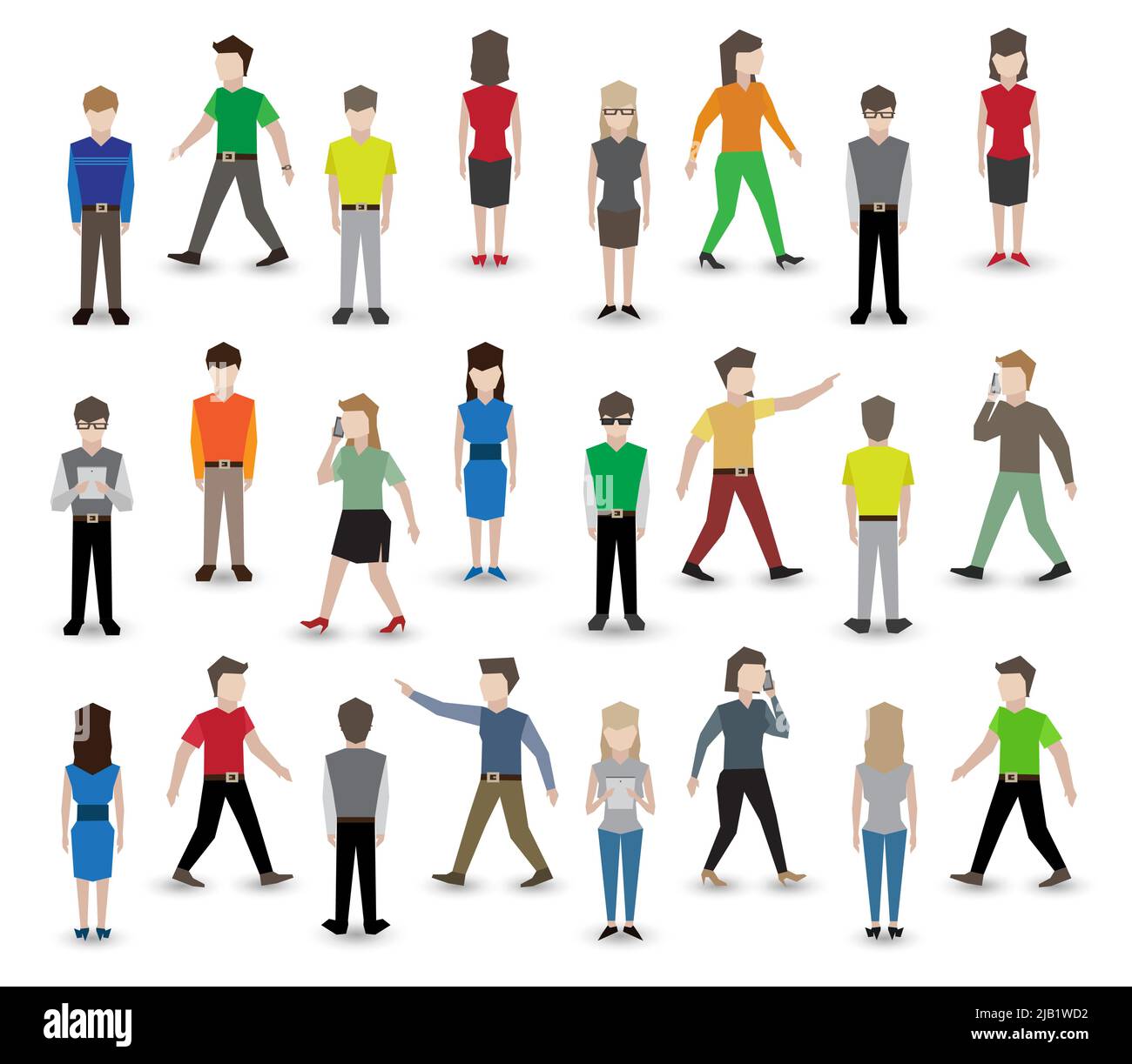 People male and female pixel avatar group decorative icons set isolated ...