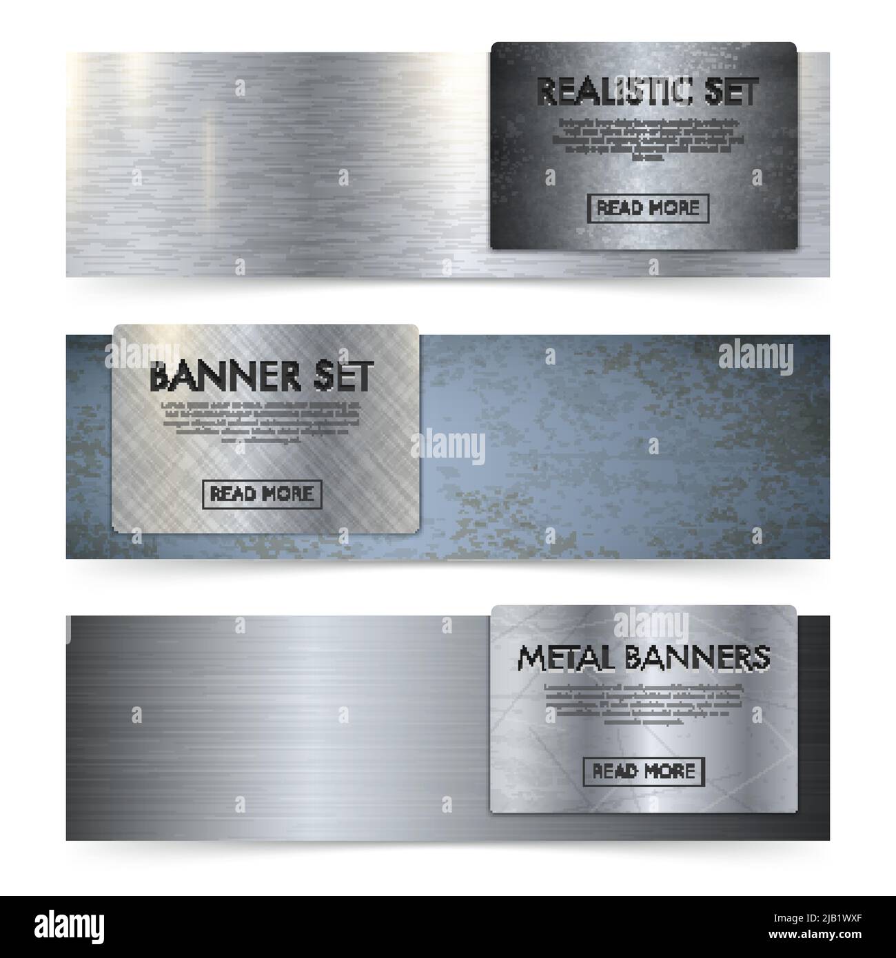 Realistic metal texture sheets and coils horizontal banners set with ...