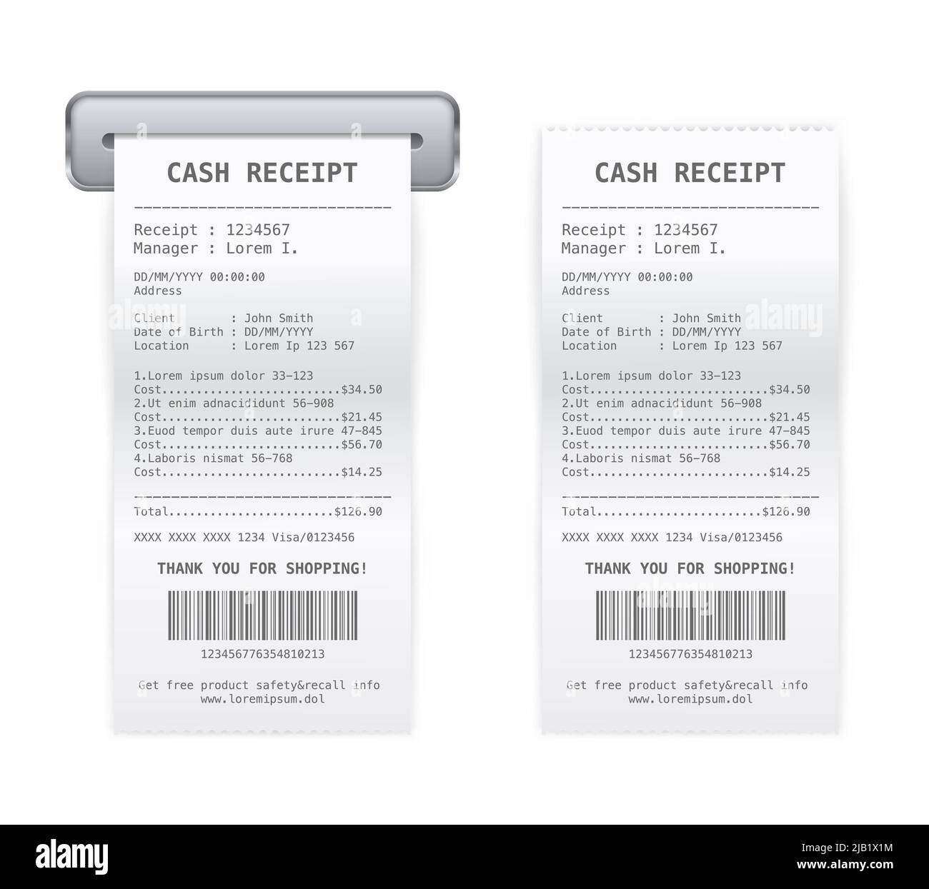 Sales services printed cash receipt coming from register paper roll 2 ...