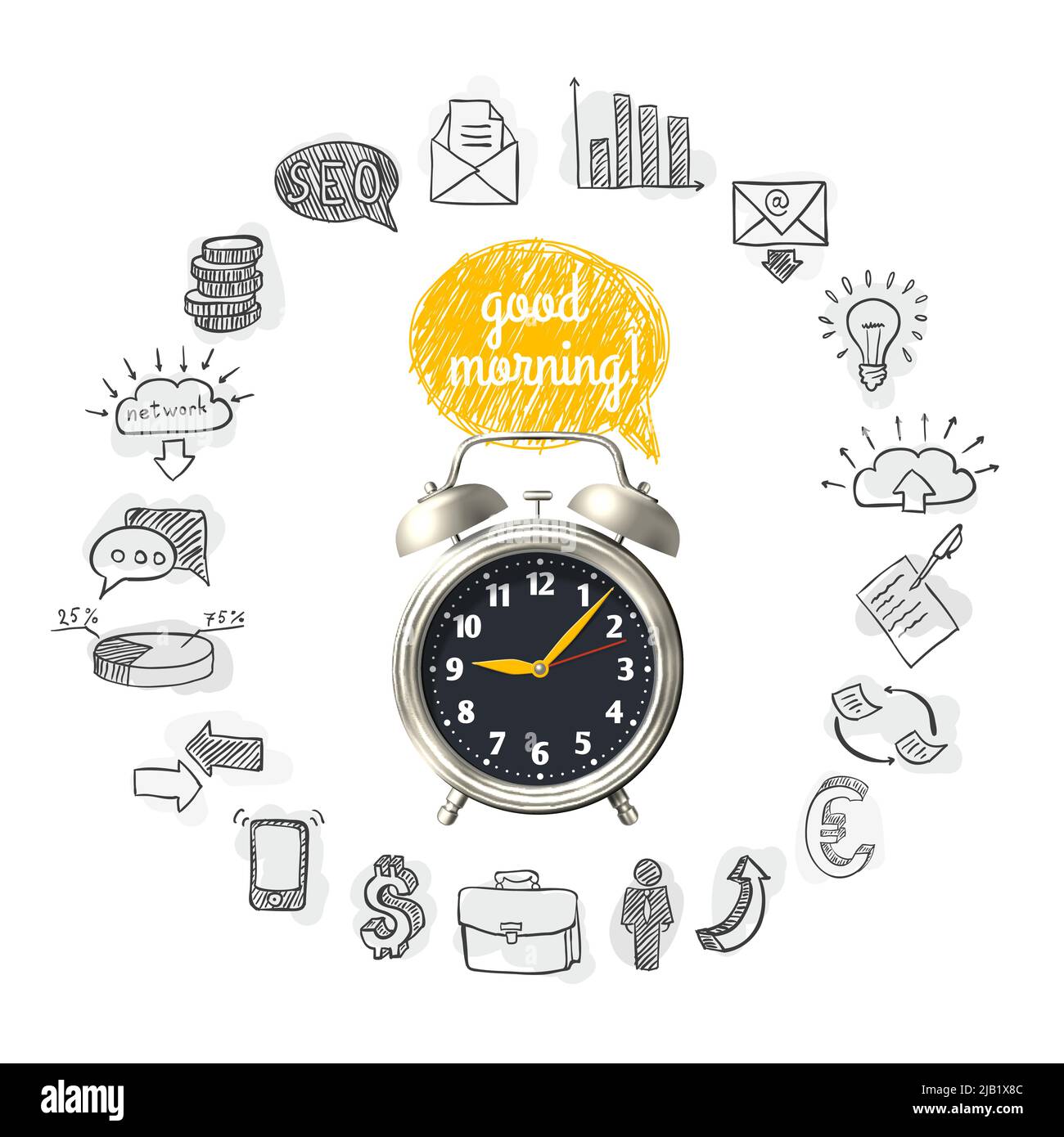 Mechanical clock diagram Stock Vector Images - Alamy