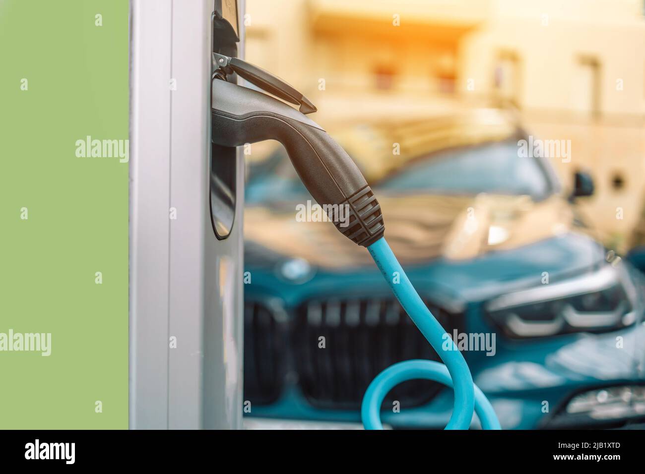 an electric charging station in an underground car park Stock Photo - Alamy
