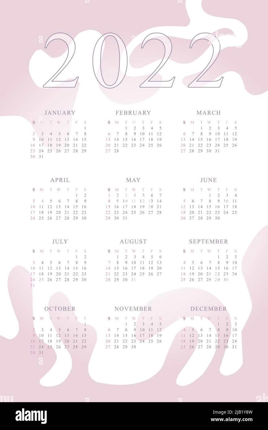 2022 calendar with delicate minimalist design pastel color palette ...