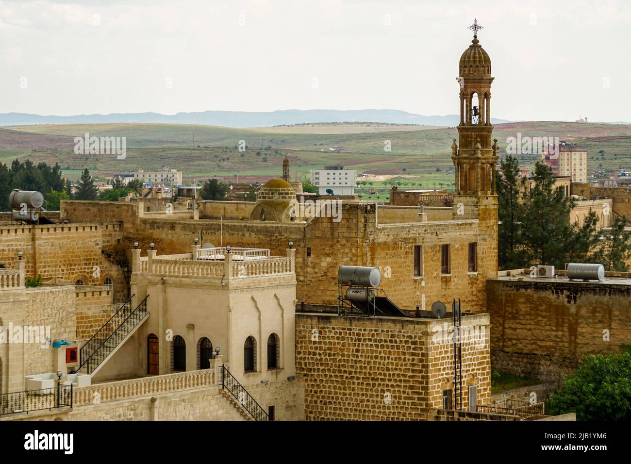 12 May 2022 Midyat Mardin Turkey. Cityscape and churches of Midyat ...