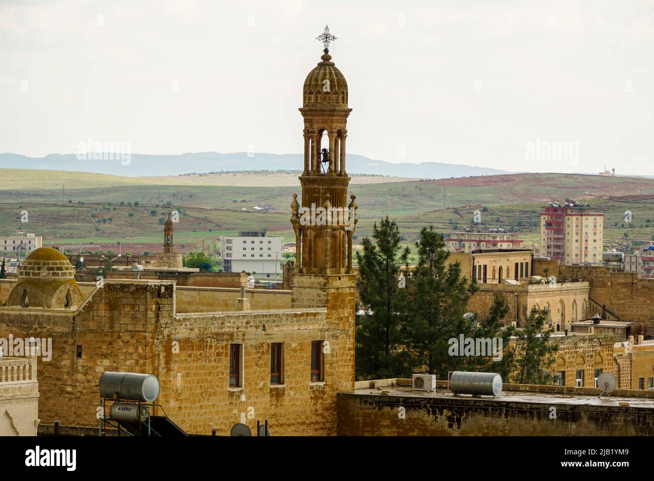 12 May 2022 Midyat Mardin Turkey. Cityscape and churches of Midyat ...