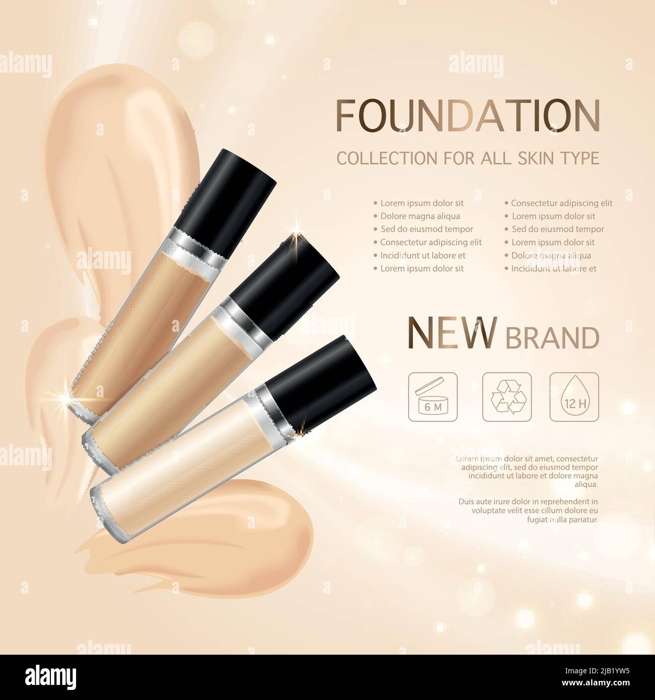 Foundation template conceptual background with skin care beauty cream ...