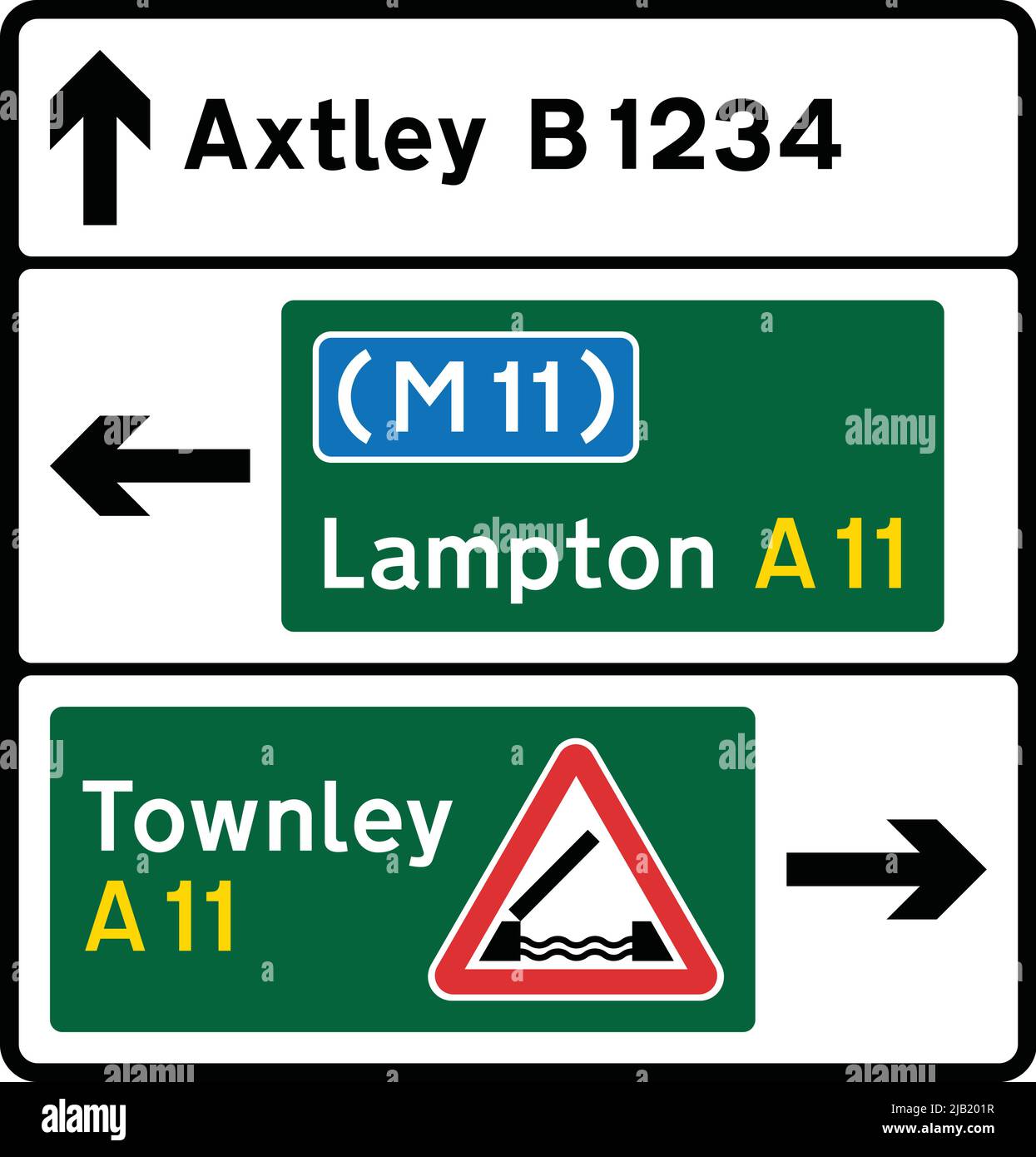 Wasp Green, Cornford, Stack‑Type Advance Direction Signs, Road signs in ...