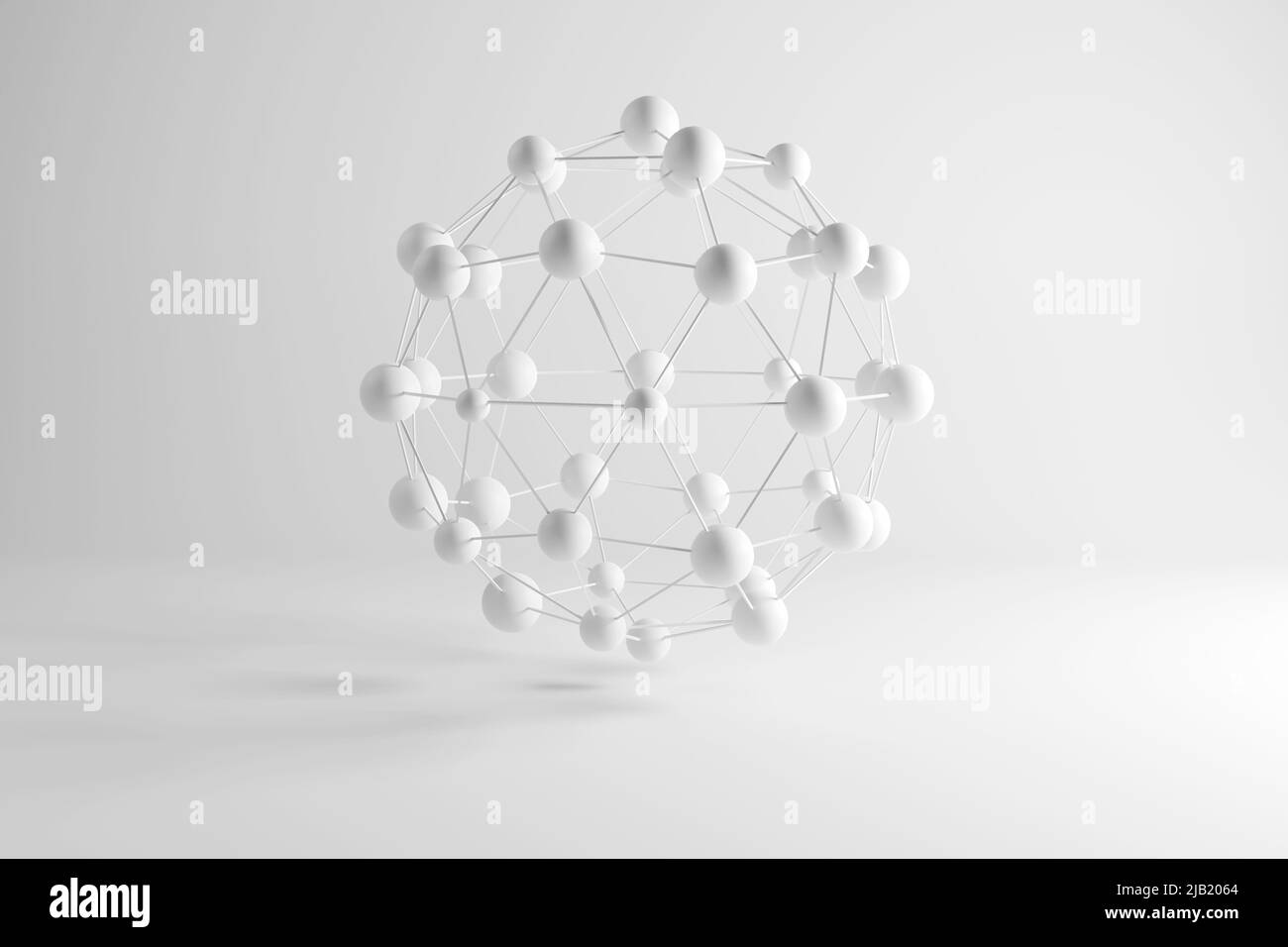 Three Dimensional Render Of White Connected Spheres 3d Illustration