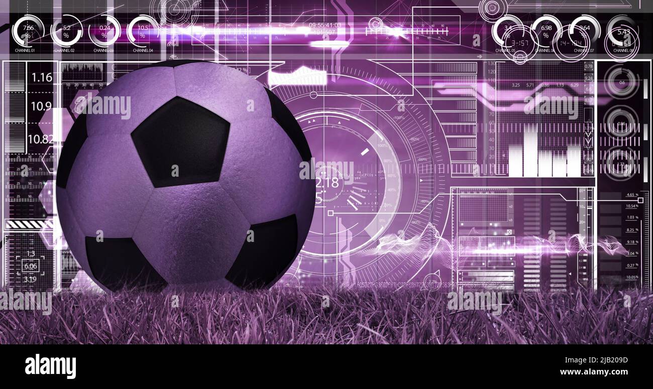 Image of scope scanning and data processing with football over sports ...