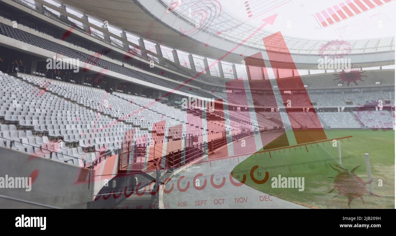 Coronavirus digital interface against empty sports stadium Stock Photo ...