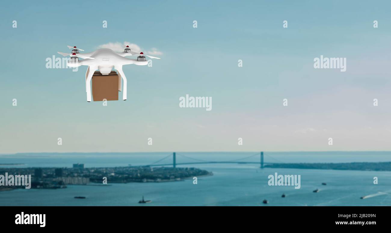 Drone carrying a box Stock Photo - Alamy