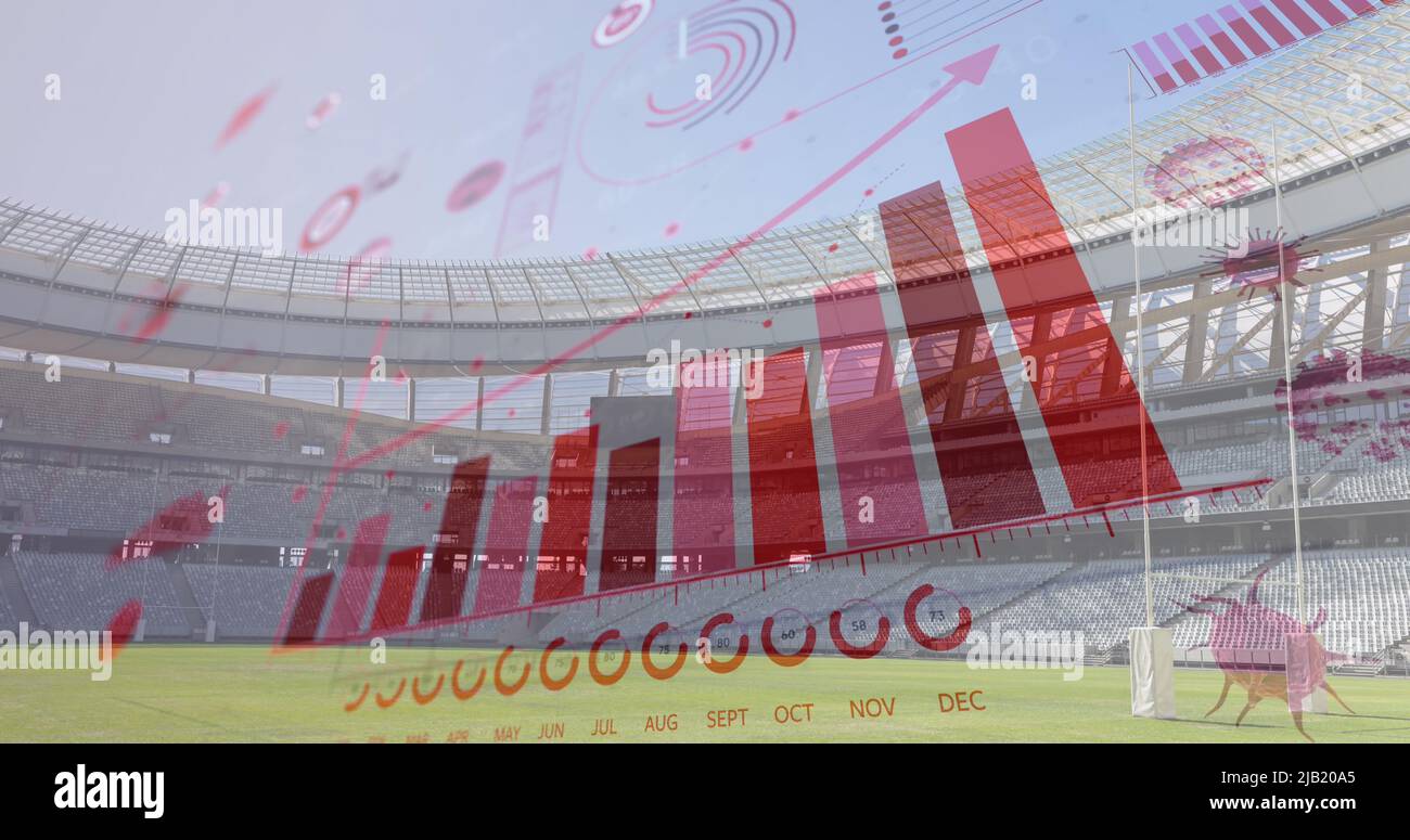 Coronavirus digital interface against empty sports stadium Stock Photo ...