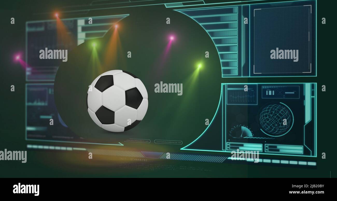 Image of data processing over football at sports stadium Stock Photo ...