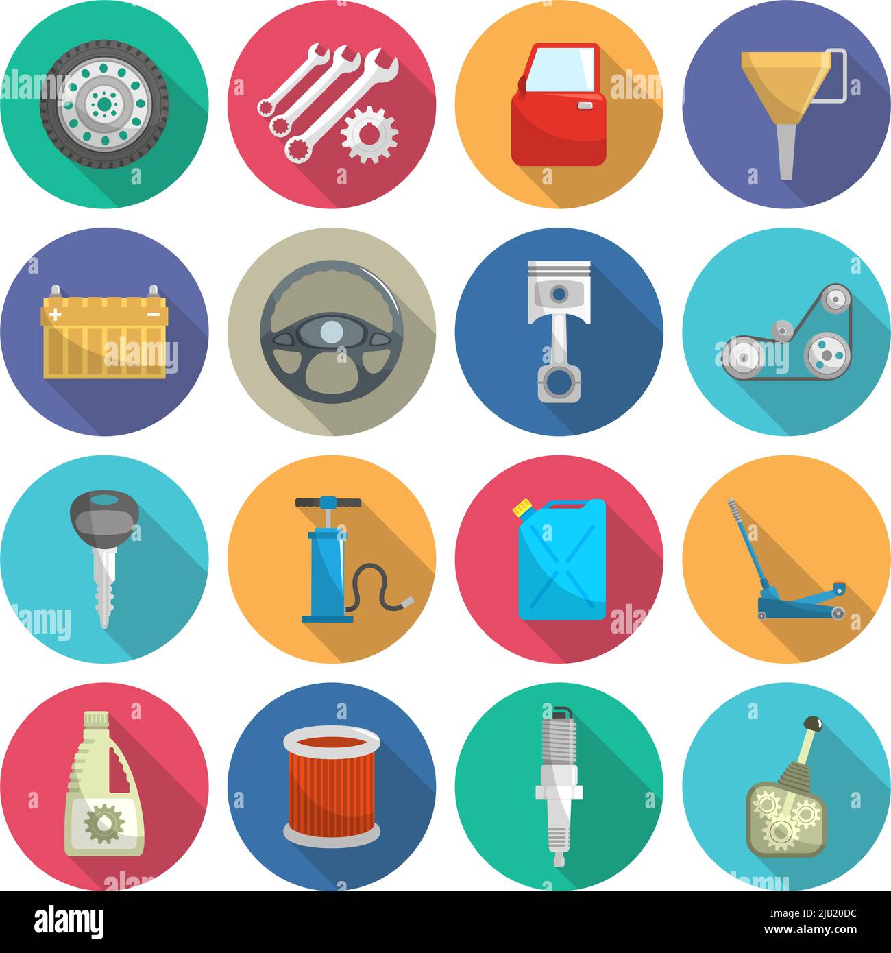 Car service maintenance flat icon set isolated vector illustration ...