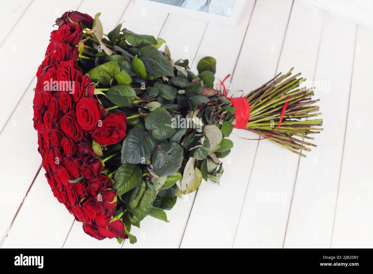 Big Red Roses Bouquet over white Stock Photo - Alamy