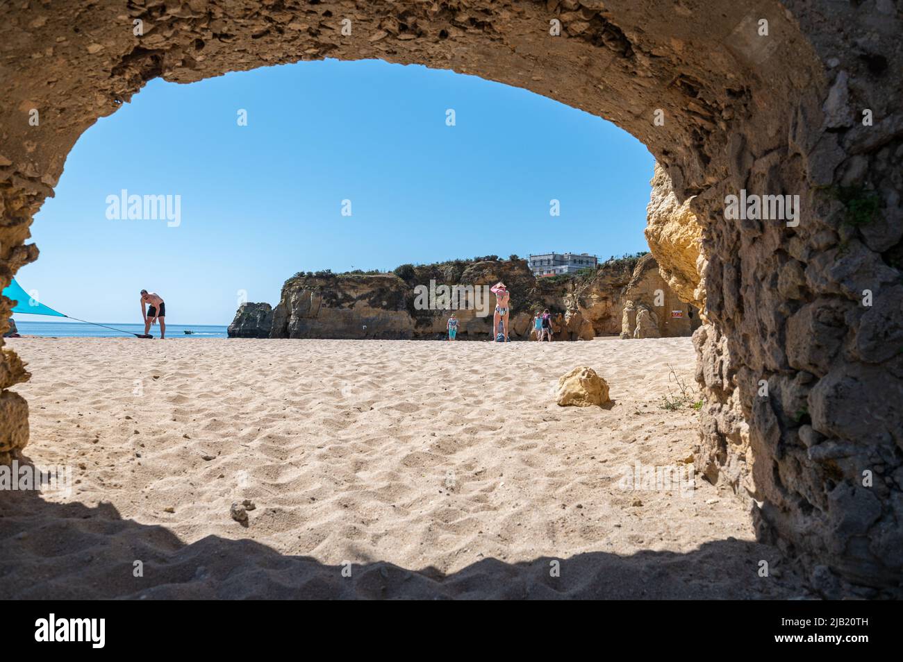 Lagos, Portugal. 2022 May 06 . Panorama of the tourist Praia in ...