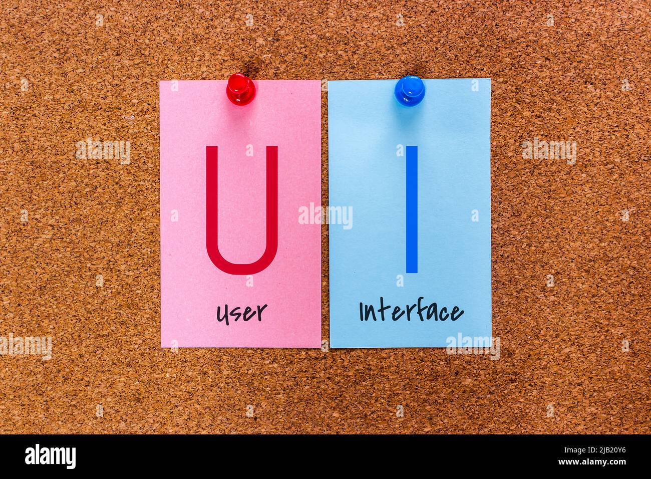 Conceptual 2 letters keyword UI (User Interface) on multicolored ...