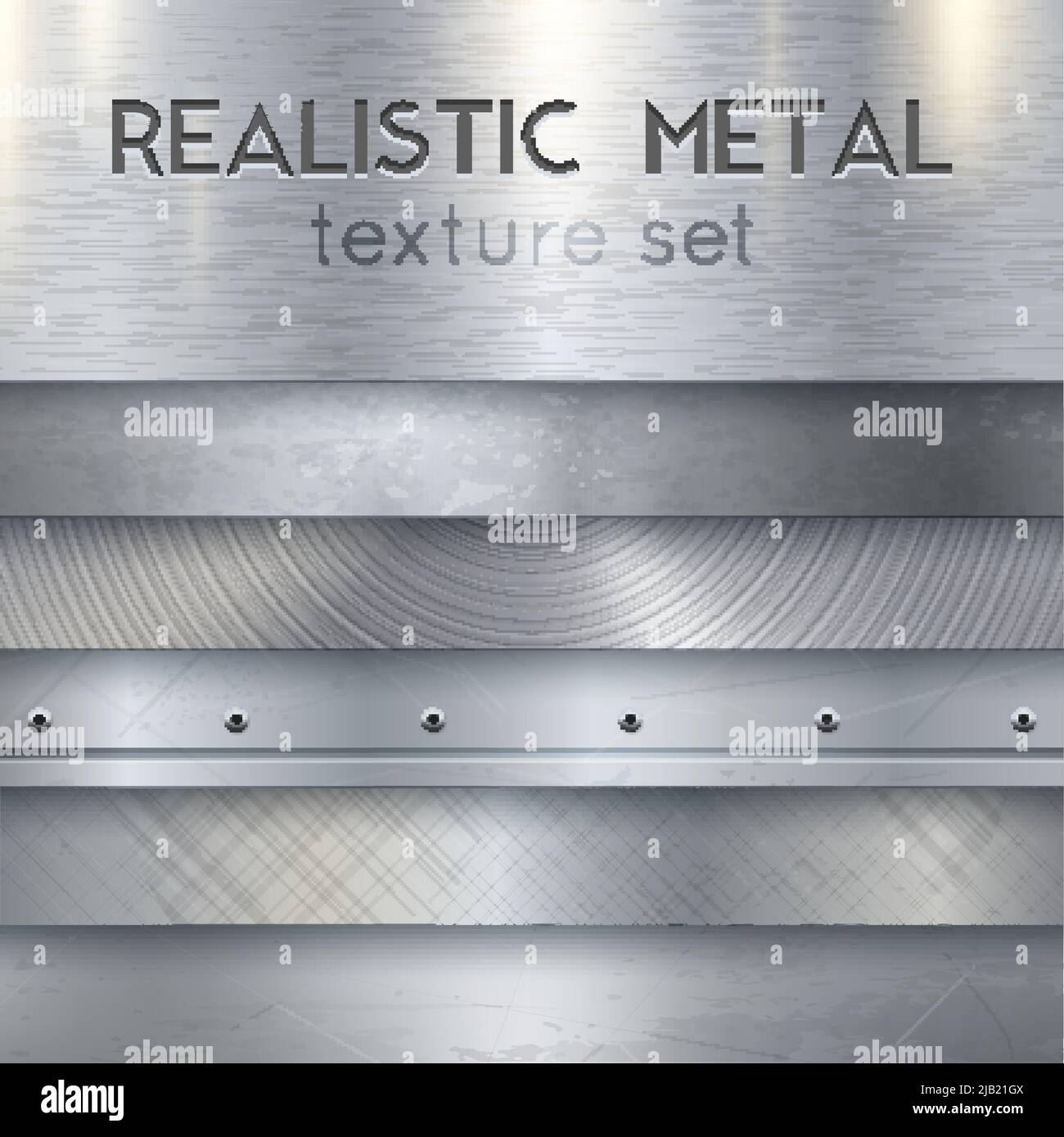 Metal texture realistic sheets horizontal banners set of panels surface ...