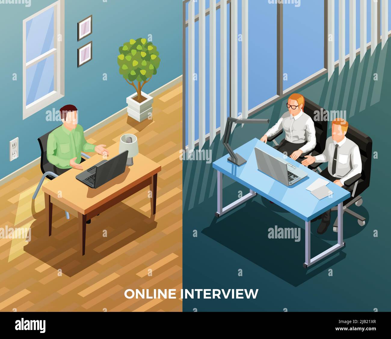 Online isometric people job interview composition with applicant and hr ...