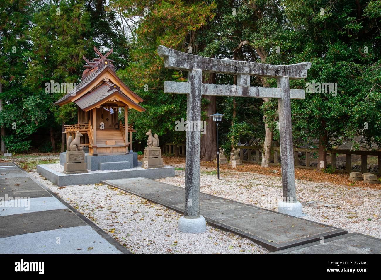 A small Torii gate and Hokora (a miniature Shinto shrine) at the Matsue ...