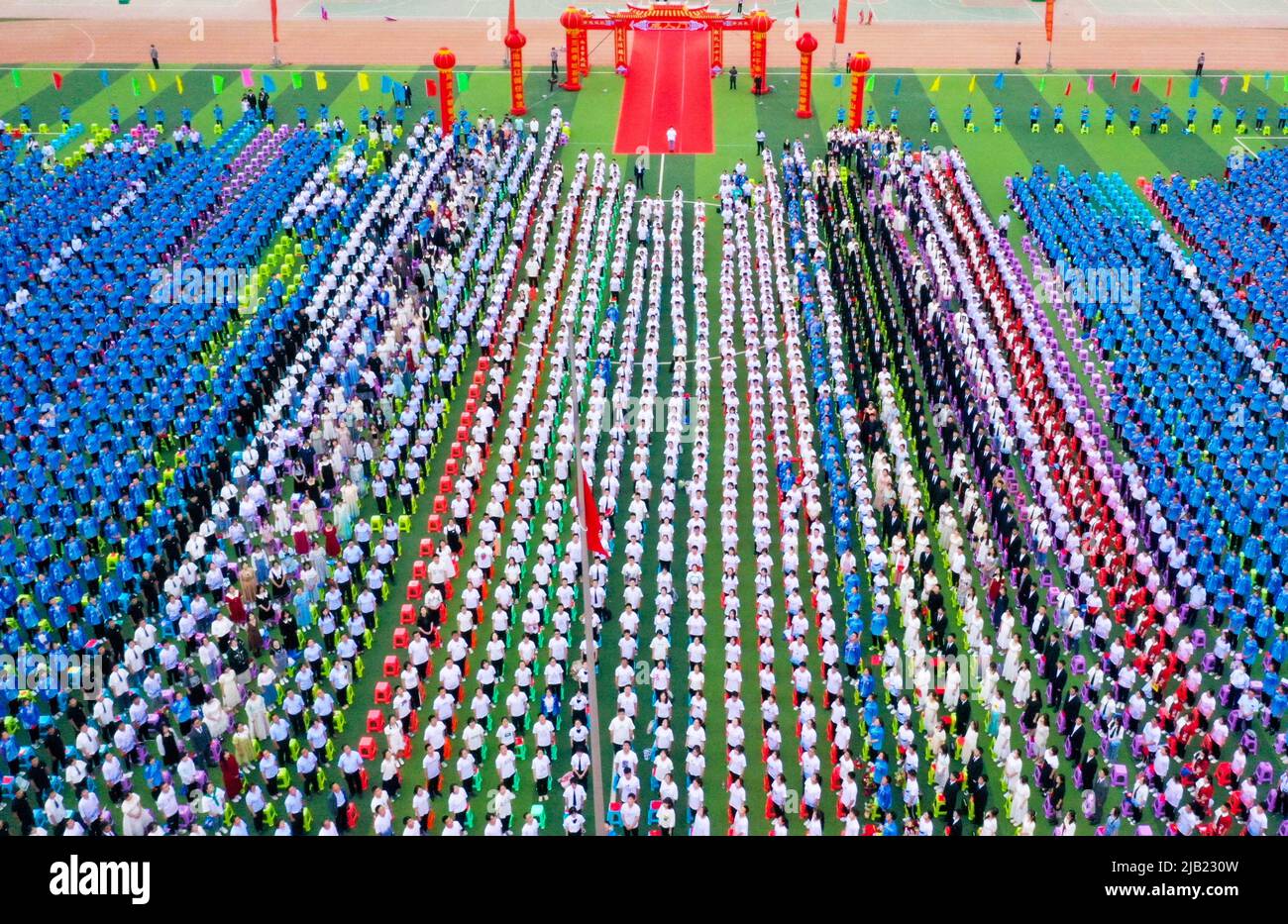 ZHANGYE, CHINA - JUNE 2, 2022 - The scene of the graduation Ceremony of ...