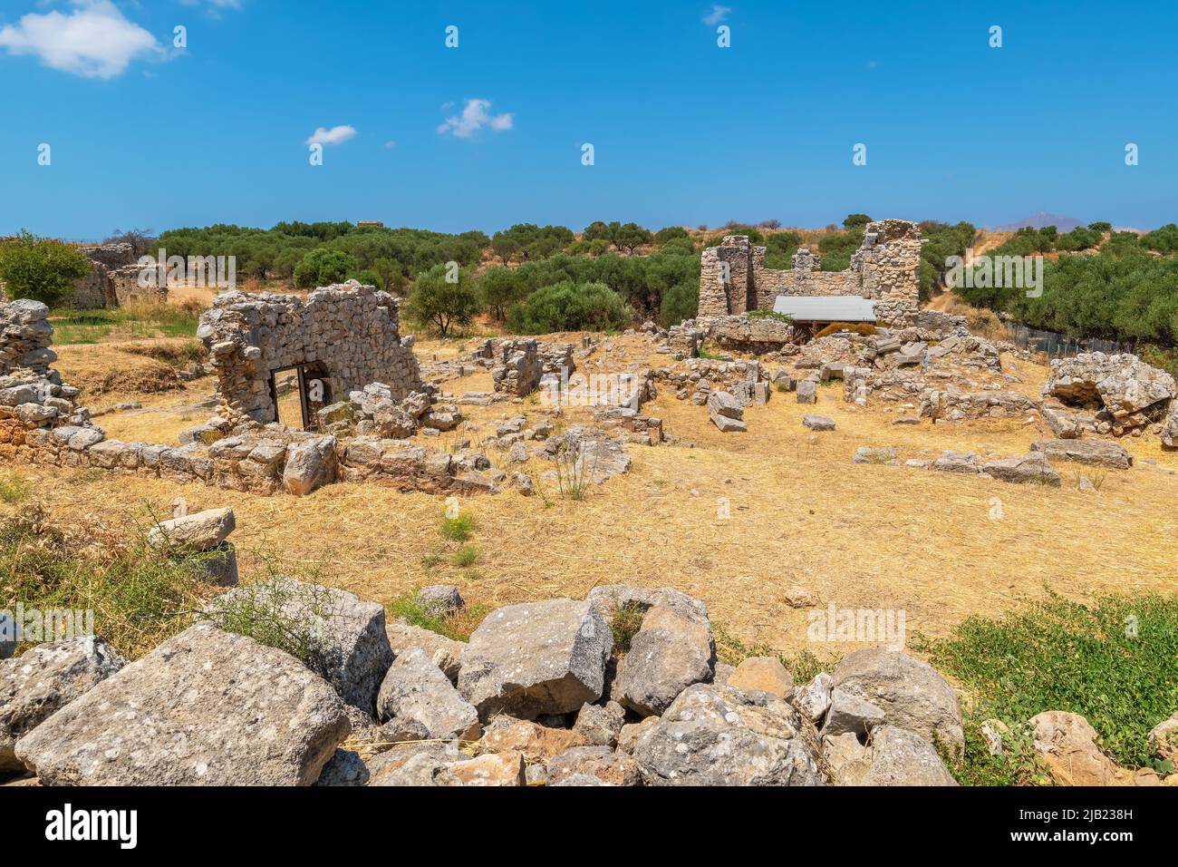 Landscape of ancient Aptera archaeological site. Crete, Greece Stock ...