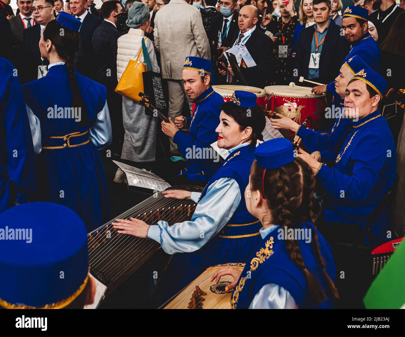Kazan, Russia. May 19, 2022. A Tatar musical group that performs ...