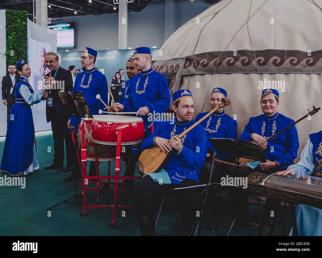 Kazan, Russia. May 19, 2022. A Tatar musical group that performs ...