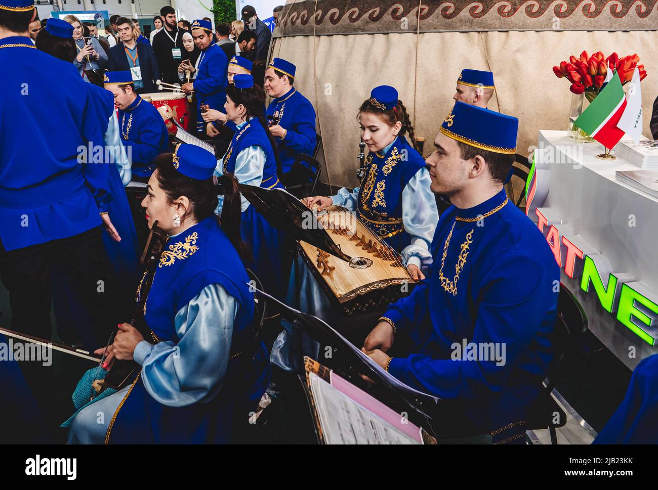 Kazan, Russia. May 19, 2022. A Tatar musical group that performs ...