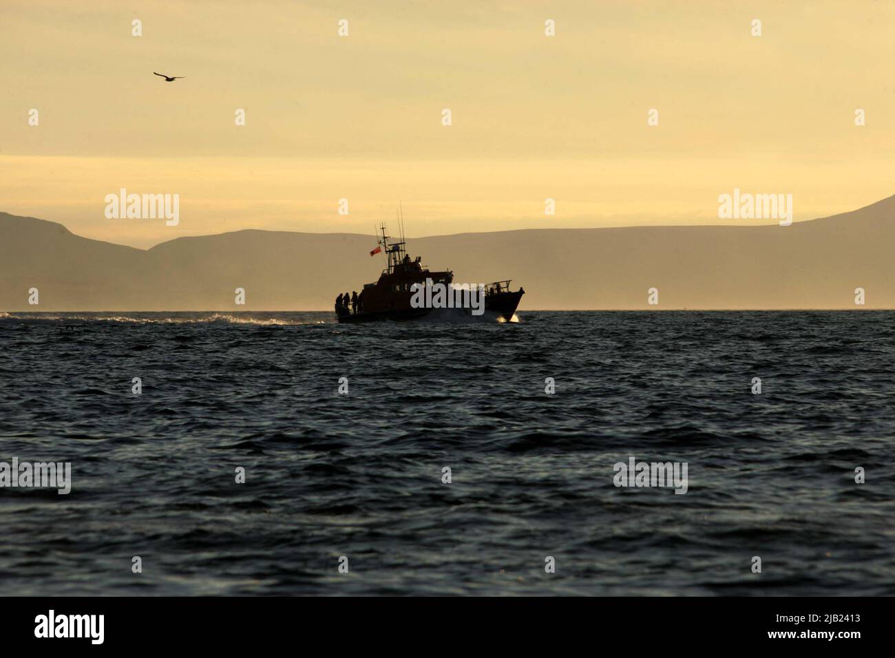 Troon, Ayrshire, Scotland, UK. Troon lifeboat returns to its home port ...