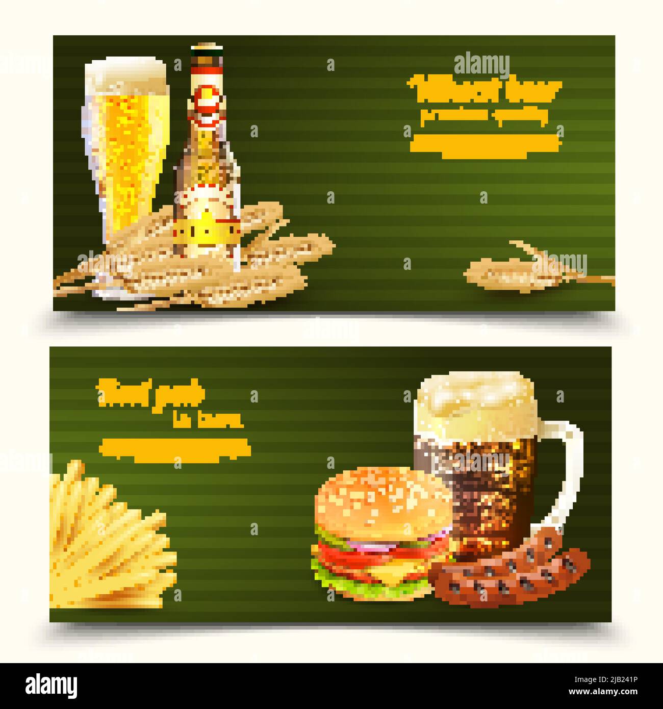 Best pub with premium quality light and dark beer on green background ...