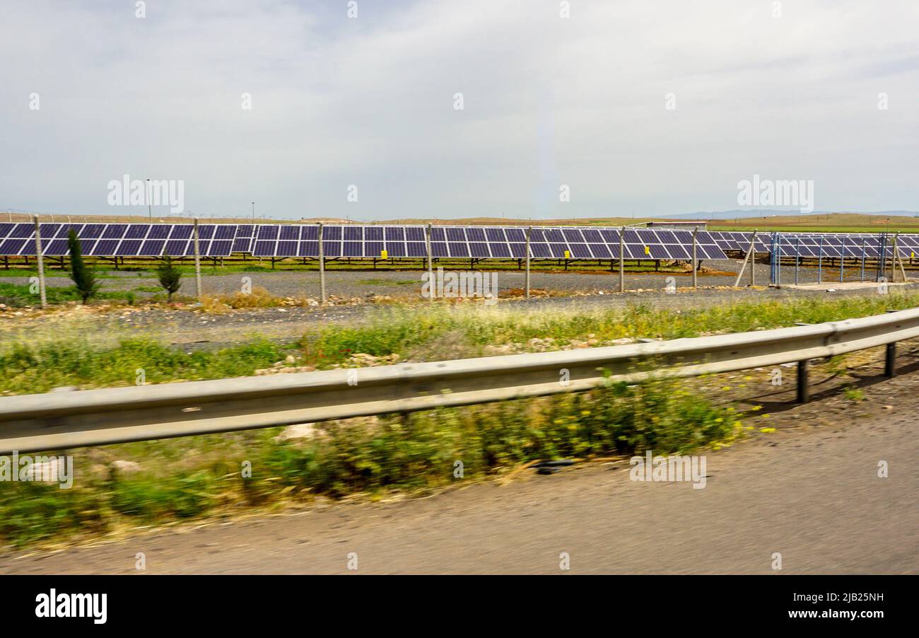 Solar power plant by the highway at Turkey Stock Photo - Alamy