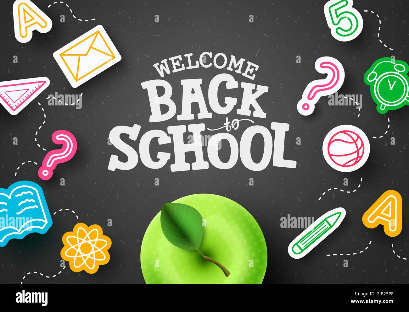 Back to school vector background design. Welcome back to school text in ...