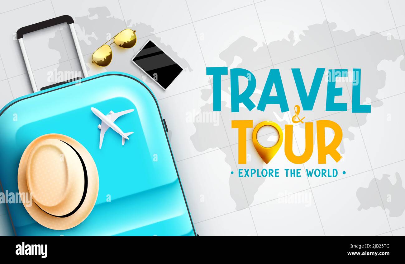 Travel vector background design. Travel and tour typography text with ...
