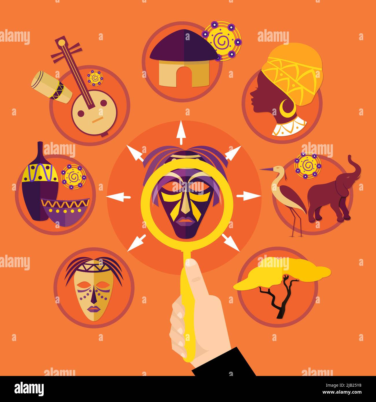 Travel to africa colorful bright background with various african ...