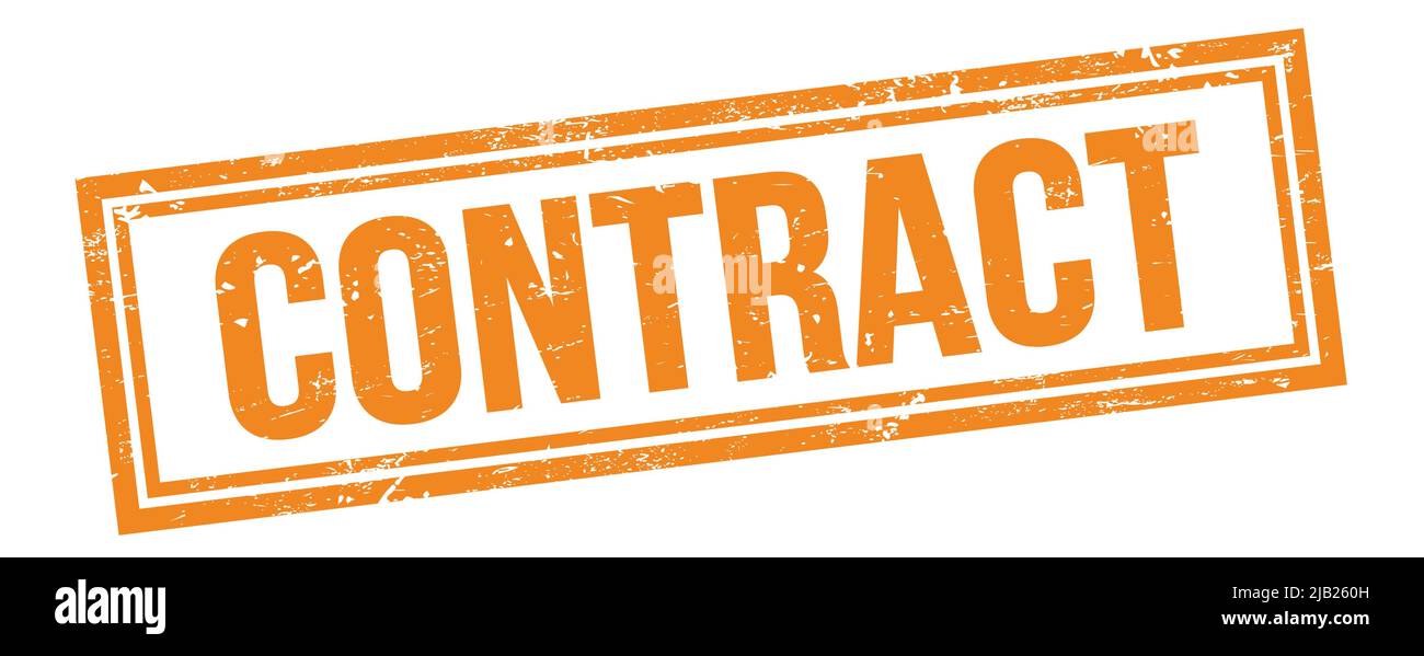 CONTRACT text on orange grungy vintage rectangle stamp Stock Photo - Alamy