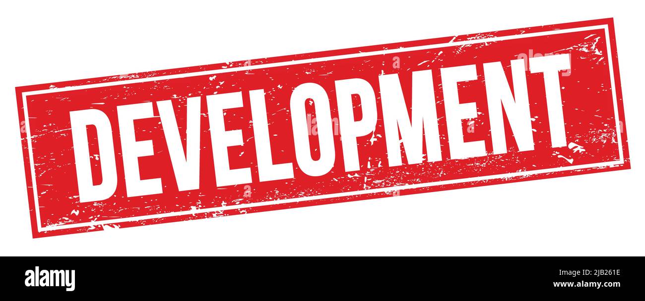 DEVELOPMENT text on red grungy rectangle stamp sign Stock Photo - Alamy