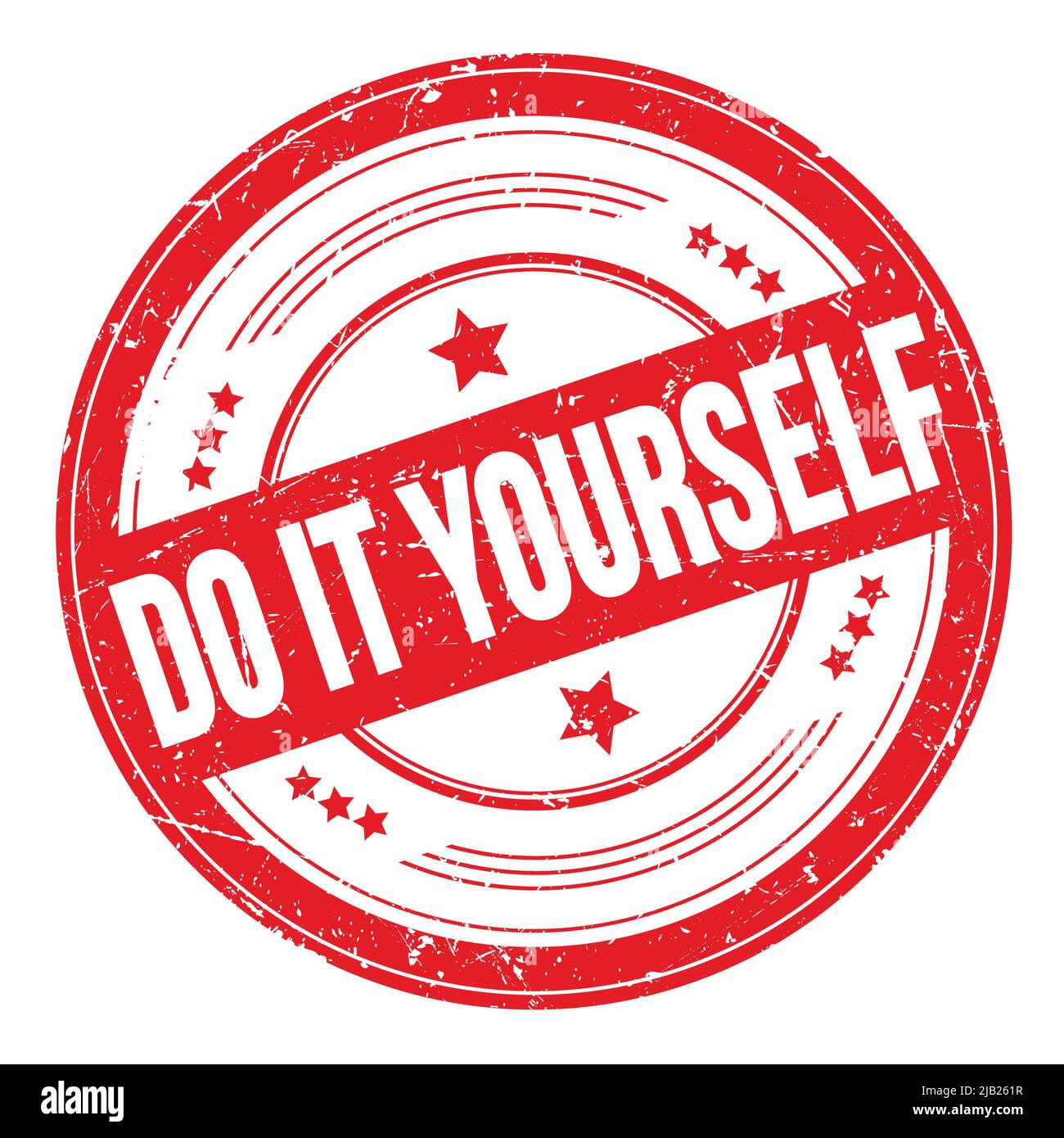 DO IT YOURSELF text on red round grungy texture stamp Stock Photo - Alamy