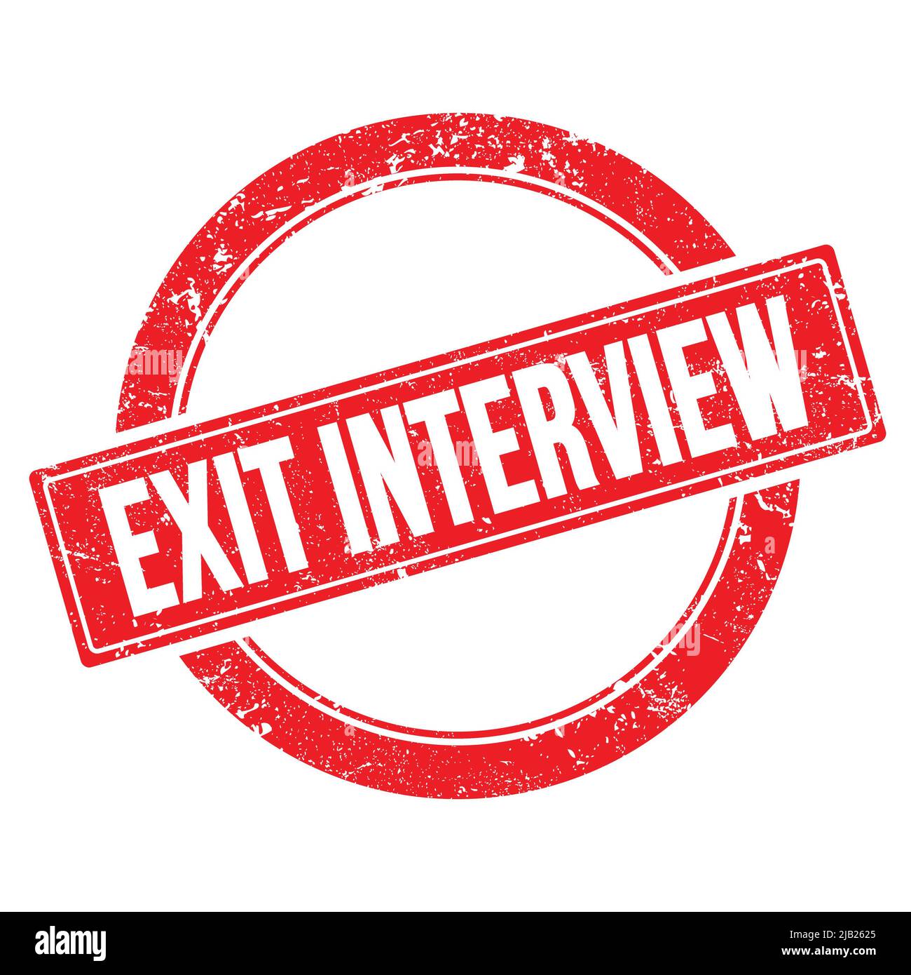 EXIT INTERVIEW text on red grungy round vintage stamp Stock Photo - Alamy