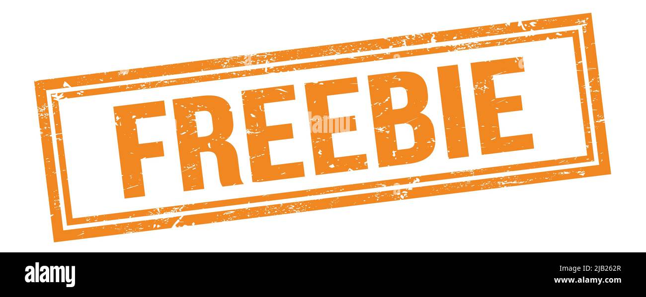 FREEBIE text on orange grungy vintage rectangle stamp Stock Photo - Alamy