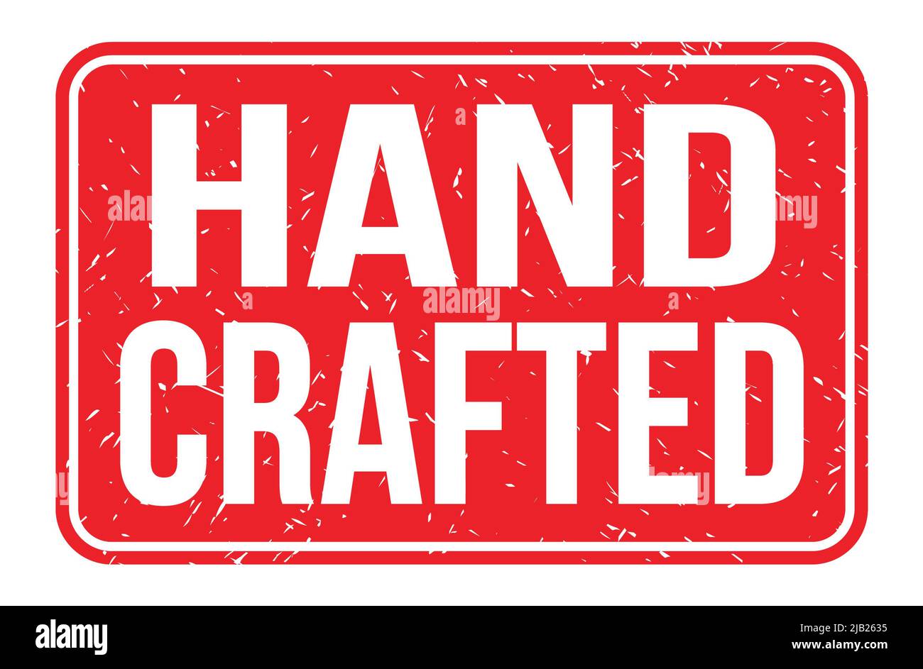 HAND CRAFTED, words written on red rectangle stamp sign Stock Photo - Alamy