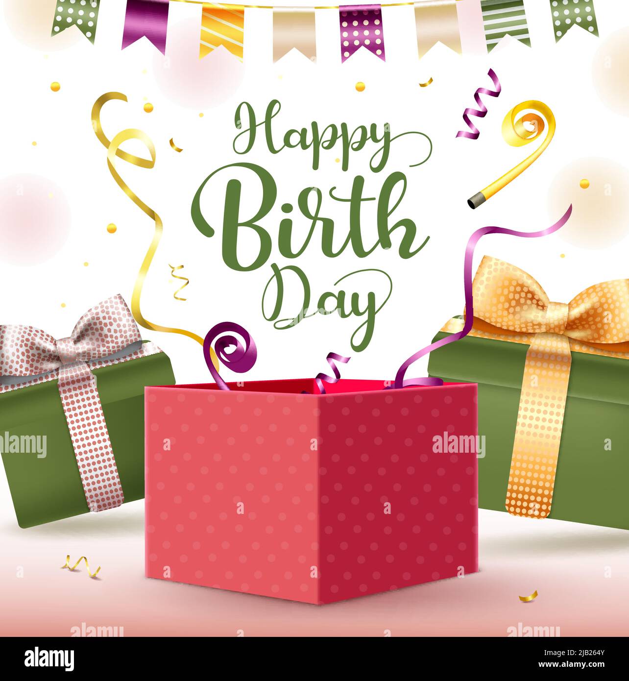 Birthday gifts vector concept design. Happy birthday text with gift ...