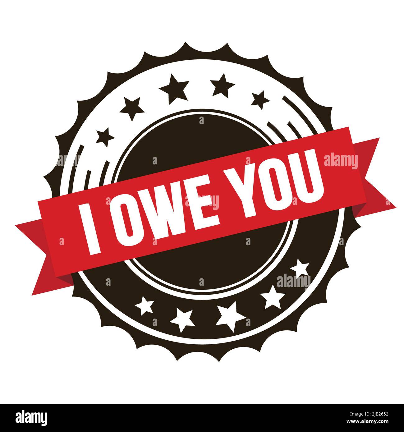 I OWE YOU text on red brown ribbon badge stamp Stock Photo - Alamy