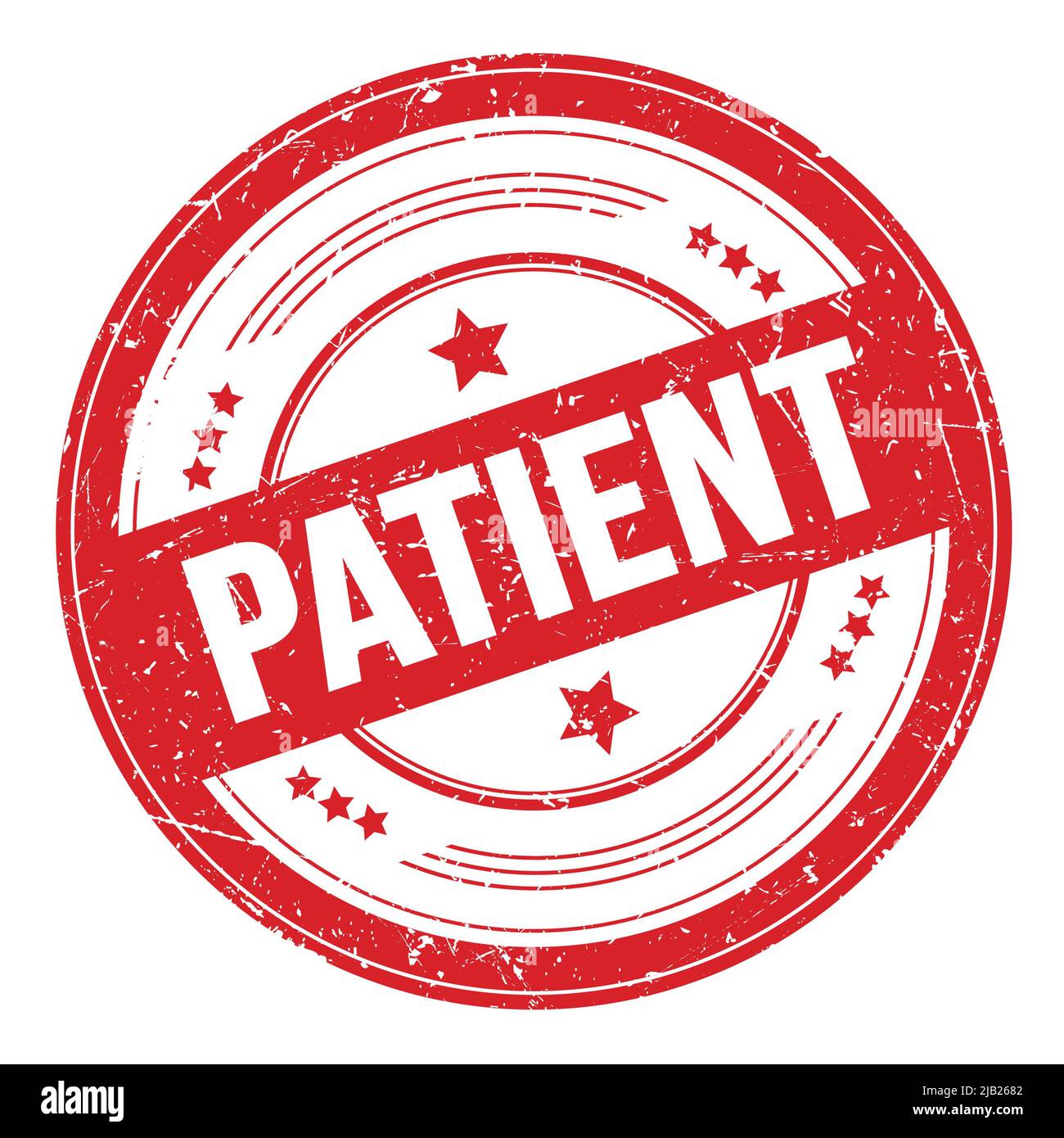 PATIENT text on red round grungy texture stamp Stock Photo - Alamy