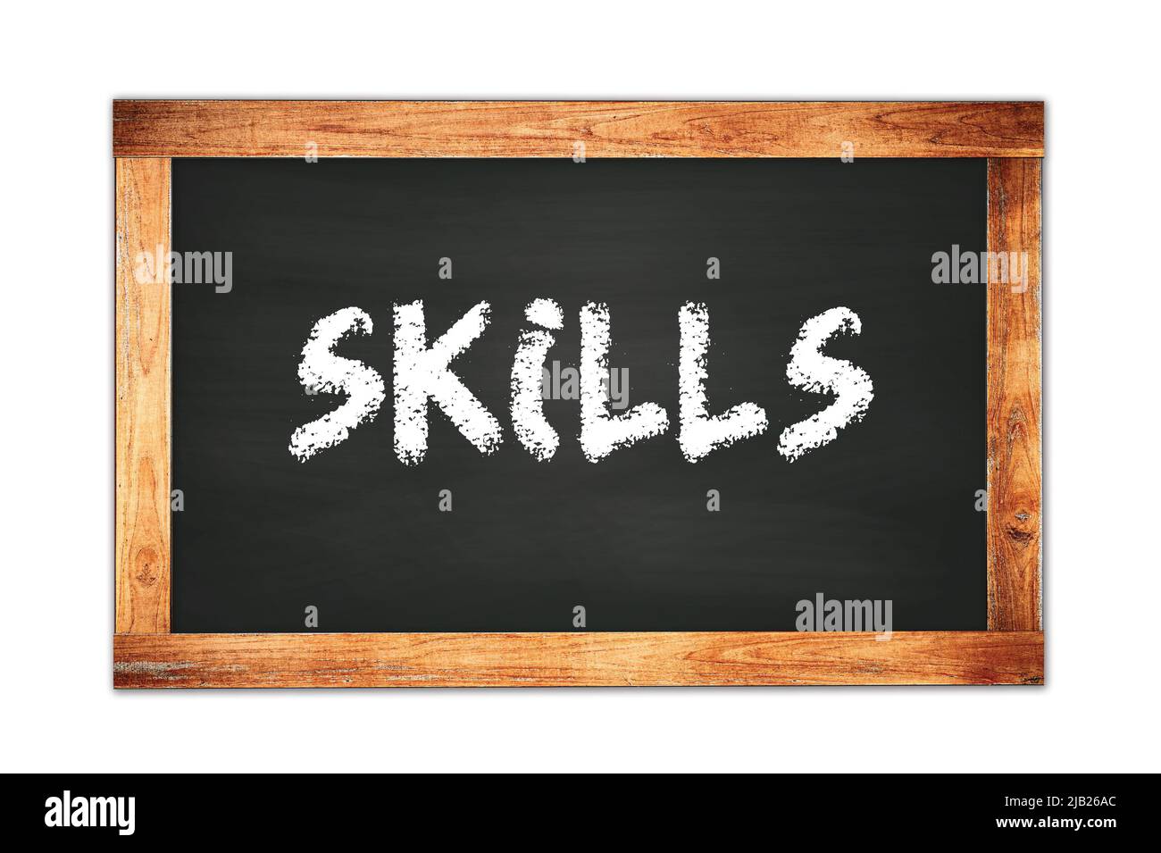 SKILLS text written on black wooden frame school blackboard Stock Photo ...