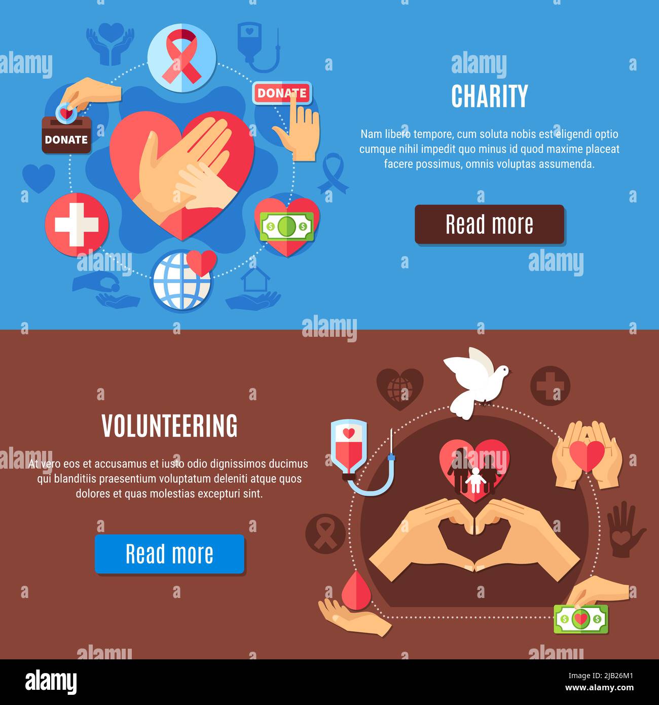 Charity horizontal banners collection with read more button editable ...