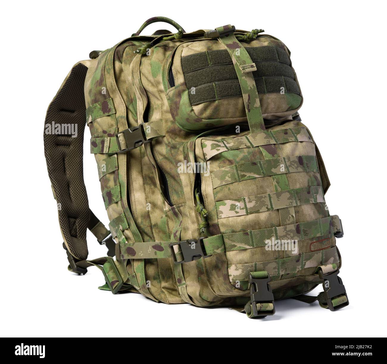 Military backpack isolated on a white background Stock Photo - Alamy