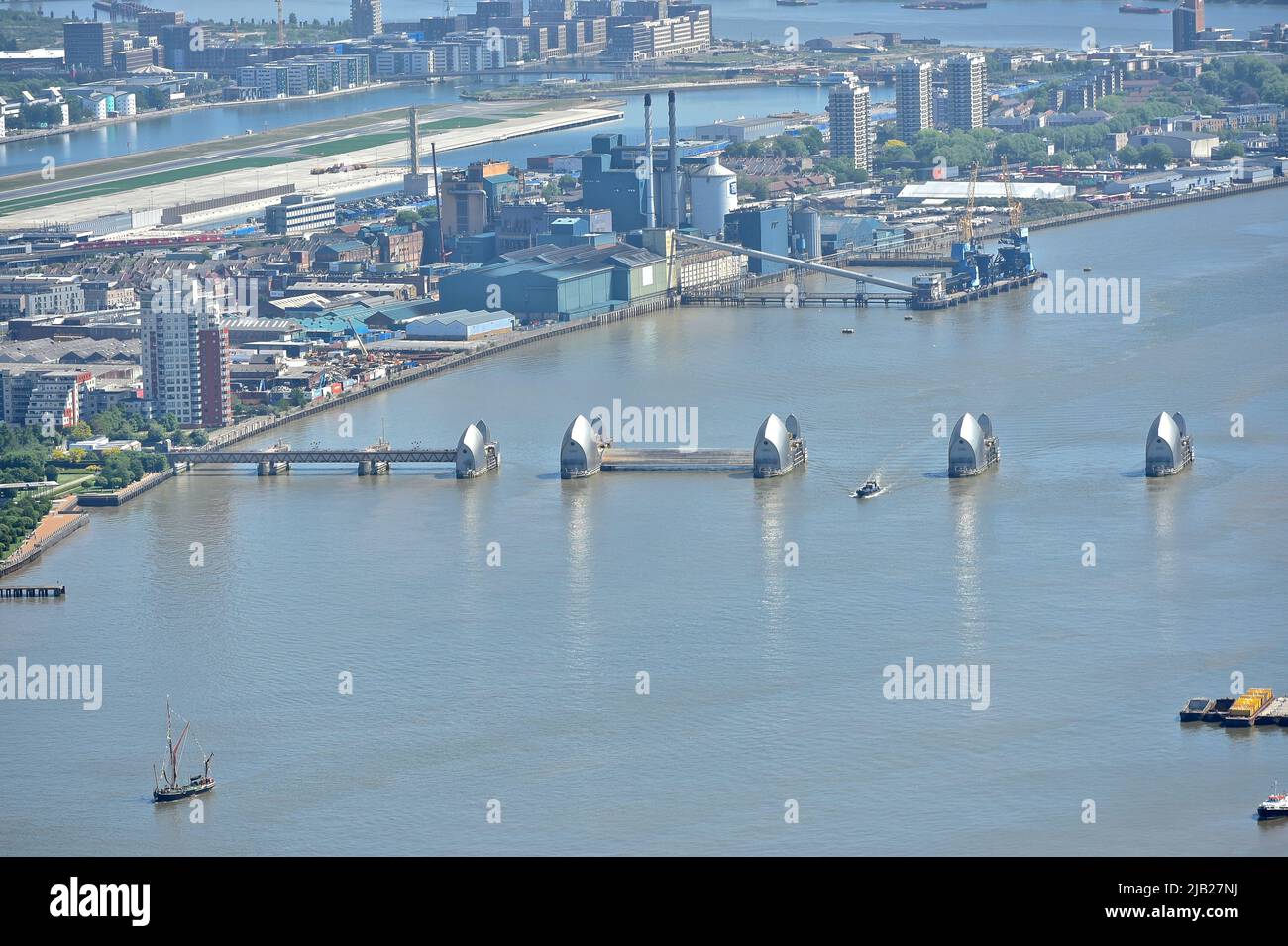 Aerial view of Thames Barrier Stock Photo - Alamy