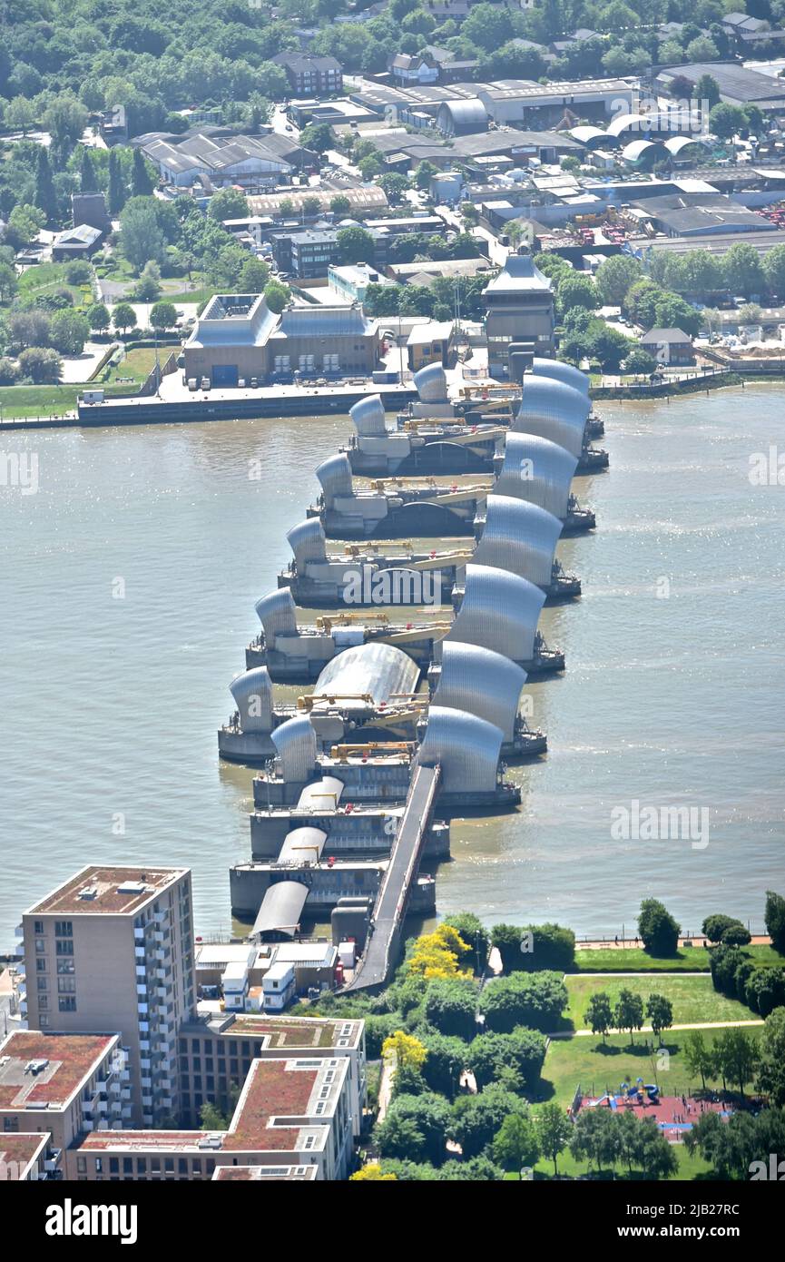 Aerial view of Thames Barrier Stock Photo - Alamy