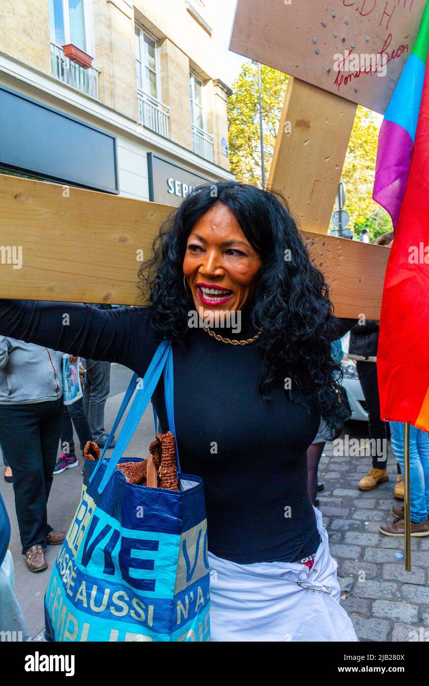Paris, France, Trans Activist Marching in Trans RIghts Demonstration ...